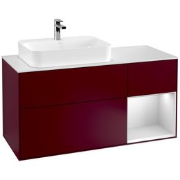 Villeroy & Boch Villeroy und Boch Finion Waschtischunterschrank F401MTHB 120cm, Abdeckplatte white matt, Regal rechts White matt lacquer, Peony Matt