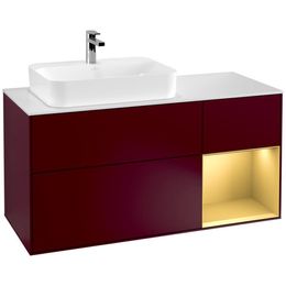Villeroy & Boch Villeroy und Boch Finion Waschtischunterschrank F401HFHB 120cm, Abdeckplatte white matt, Regal rechts Gold matt, Peony Matt