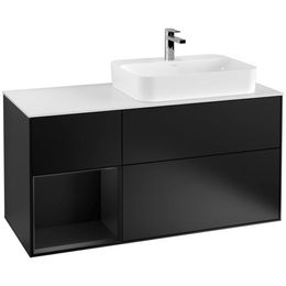 Villeroy & Boch Villeroy und Boch Finion Waschtischunterschrank F391PDPD 120cm, Abdeckplatte white matt, Regal links Black matt lacquer, Black matt lacquer