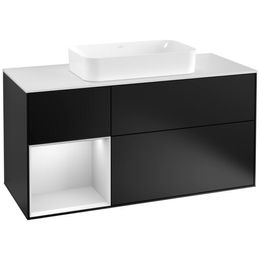 Villeroy & Boch Villeroy und Boch Finion Waschtischunterschrank G291MTPD 120cm, Abdeckplatte white matt, Emotion, Regal links White matt lacquer, Black matt lacquer