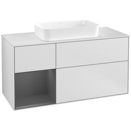 Villeroy & Boch Villeroy und Boch Finion Waschtischunterschrank G291GKMT 120cm, Abdeckplatte white matt, Emotion, Regal links Anthracite matt, White matt lacquer