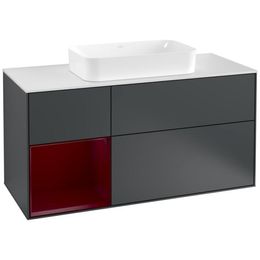 Villeroy & Boch Villeroy und Boch Finion Waschtischunterschrank G291HBHG 120cm, Abdeckplatte white matt, Emotion, Regal links Peony, Midnight Blue Matt Lacquer