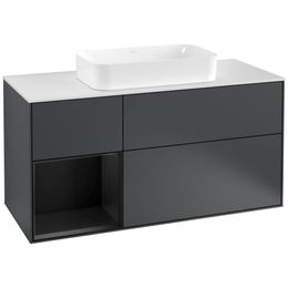 Villeroy & Boch Villeroy und Boch Finion Waschtischunterschrank G291PDHG 120cm, Abdeckplatte white matt, Emotion, Regal links Black matt lacquer, Midnight Blue Matt Lacquer