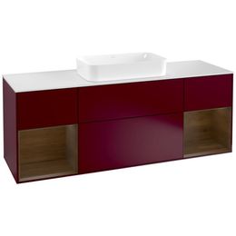 Villeroy & Boch Villeroy und Boch Finion Waschtischunterschrank F331GNHB 160x60,3cm, Abdeckplatte white matt, Regale Walnut veneer, Peony Matt