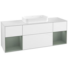 Villeroy & Boch Villeroy und Boch Finion Waschtischunterschrank F331GMGF 160x60,3cm, Abdeckplatte white matt, Regale Olive matt lacquer, Glossy white lacquer