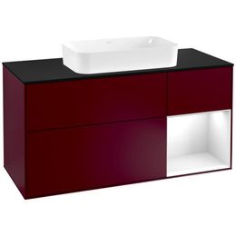Villeroy & Boch Villeroy und Boch Finion Waschtischunterschrank G302GFHB 120cm, Abdeckplatte black matt, Emotion, Regal rechts Glossy white lacquer, Peony Matt