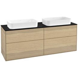 Villeroy & Boch Villeroy und Boch Finion Waschtischunterschrank F31200PC 160x60,3cm, Abdeckplatte black matt, Oak Veneer