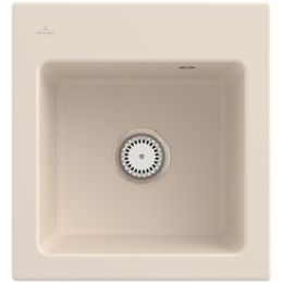 Villeroy & Boch Villeroy und Boch Subway 45 XS Einbausp&uuml;le 678101FU mit Ablaufgarnitur, 475 x 510 mm, Handbet&auml;tigung, ivory CeramicPlus