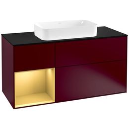 Villeroy & Boch Villeroy und Boch Finion Waschtischunterschrank G292HFHB 120cm, Abdeckplatte black matt, Emotion, Regal links Gold matt, Peony Matt