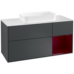 Villeroy & Boch Villeroy und Boch Finion Waschtischunterschrank F301HBHG 120cm, Abdeckplatte white matt, Regal rechts Peony, Midnight Blue Matt Lacquer