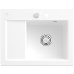 Villeroy & Boch Villeroy und Boch Subway 45 Compact Sp&uuml;le 331302RW rechts, mit Ablaufgarnitur, Excenterbet&auml;tigung, 650 x 510 mm, stone white CeramicPlus