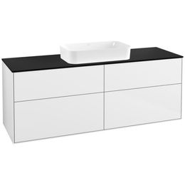 Villeroy & Boch Villeroy und Boch Finion Waschtischunterschrank F32200GF 160x60,3cm, Abdeckplatte black matt, Glossy white lacquer