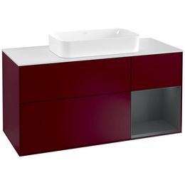 Villeroy & Boch Villeroy und Boch Finion Waschtischunterschrank F301HGHB 120cm, Abdeckplatte white matt, Regal rechts Midnight Blue Matt Lacquer, Peony Matt