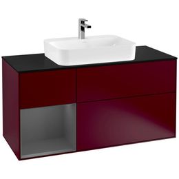 Villeroy & Boch Villeroy und Boch Finion Waschtischunterschrank G412GKHB 120cm, Abdeckplatte black matt, Emotion, Regal links Anthracite matt, Peony Matt