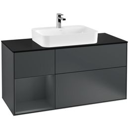 Villeroy & Boch Villeroy und Boch Finion Waschtischunterschrank G412HGHG 120cm, Abdeckplatte black matt, Emotion, Regal links Midnight Blue Matt Lacquer, Midnight Blue Matt Lacquer