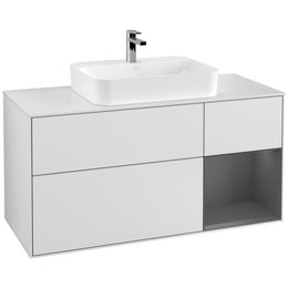 Villeroy & Boch Villeroy und Boch Finion Waschtischunterschrank F421GKMT 120cm, Abdeckplatte white matt, Regal rechts Anthracite matt, White matt lacquer