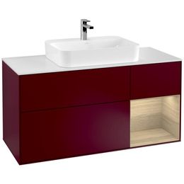 Villeroy & Boch Villeroy und Boch Finion Waschtischunterschrank F421PCHB 120cm, Abdeckplatte white matt, Regal rechts Oak Veneer, Peony Matt