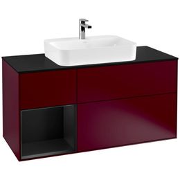 Villeroy & Boch Villeroy und Boch Finion Waschtischunterschrank F412PDHB 120cm, Abdeckplatte black matt, Regal links Black matt lacquer, Peony Matt