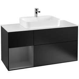 Villeroy & Boch Villeroy und Boch Finion Waschtischunterschrank G411GKPD 120cm, Abdeckplatte white matt, Emotion, Regal links Anthracite matt, Black matt lacquer