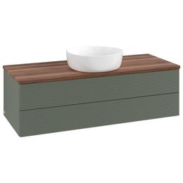 Villeroy & Boch Villeroy und Boch Antao Waschtisch-Unterschrank L21112HL 120x36x50cm, Waschbeckenplattenfarbe warm walnut, leaf green matt lacquer