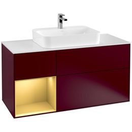 Villeroy & Boch Villeroy und Boch Finion Waschtischunterschrank F411HFHB 120cm, Abdeckplatte white matt, Regal links Gold matt, Peony Matt