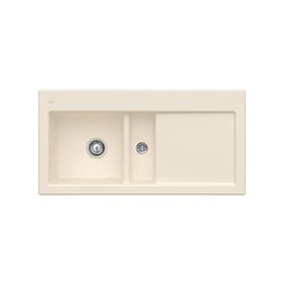 Villeroy & Boch Villeroy und Boch Subway Fl&auml;chenb&uuml;ndige Sp&uuml;le 67702FFU Becken links, mit Ablaufgarnitur und Excenterbet&auml;tigung, Ivory