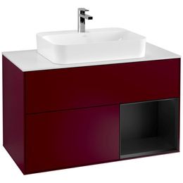 Villeroy & Boch Villeroy und Boch Finion Waschtischunterschrank G371PDHB 100cm, Abdeckplatte white matt, Emotion, Regal rechts Black matt lacquer, Peony Matt