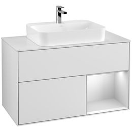 Villeroy & Boch Villeroy und Boch Finion Waschtischunterschrank F371MTMT 100cm, Abdeckplatte white matt, Regal rechts White matt lacquer, White matt lacquer