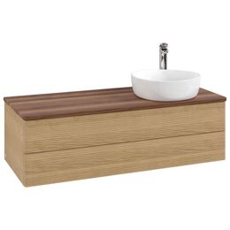 Villeroy & Boch Villeroy und Boch Antao Waschtisch-Unterschrank K23152HN 120x36x50cm, Hahnloch, Waschbeckenplattenfarbe warm walnut, honey oak