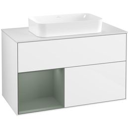 Villeroy & Boch Villeroy und Boch Finion Waschtischunterschrank F651GMGF 100x60,3x50,1cm, Regal links Olive Matt Lacquer, Glossy white lacquer