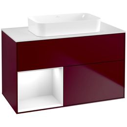 Villeroy & Boch Villeroy und Boch Finion Waschtischunterschrank F651GFHB 100x60,3x50,1cm, Regal links Glossy white lacquer, Peony Matt
