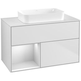 Villeroy & Boch Villeroy und Boch Finion Waschtischunterschrank F651MTMT 100x60,3x50,1cm, Regal links White matt lacquer, White matt lacquer