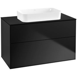 Villeroy & Boch Villeroy und Boch Finion Waschtischunterschrank G64200PD 100x60,3x50,1mm, Wandbeleuchtung, Glass Black Matt, Black matt lacquer