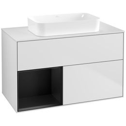 Villeroy & Boch Villeroy und Boch Finion Waschtischunterschrank F651PDMT 100x60,3x50,1cm, Regal links Black matt lacquer, White matt lacquer