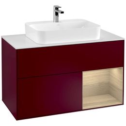 Villeroy & Boch Villeroy und Boch Finion Waschtischunterschrank F371PCHB 100cm, Abdeckplatte white matt, Regal rechts Oak Veneer, Peony Matt