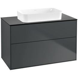 Villeroy & Boch Villeroy und Boch Finion Waschtischunterschrank G64200HG 100x60,3x50,1mm, Wandbeleuchtung, Glass Black Matt, Midnight Blue Matt Lacquer