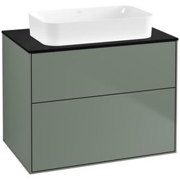 Villeroy & Boch Villeroy und Boch Finion Waschtischunterschrank G63200GM 80x60,3x50,1mm, Wandbeleuchtung, Glass Black Matt, Olive Matt Lacquer