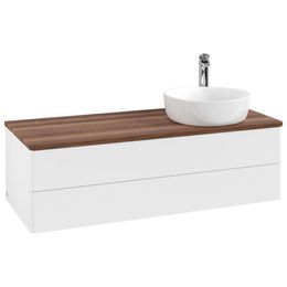 Villeroy & Boch Villeroy und Boch Antao Waschtisch-Unterschrank K23052MT 120x36x50cm, Hahnloch, Waschbeckenplattenfarbe warm walnut, white matt lacquer
