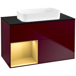 Villeroy & Boch Villeroy und Boch Finion Waschtischunterschrank F652HFHB 100x60,3x50,1cm, Regal links Gold matt, Peony Matt