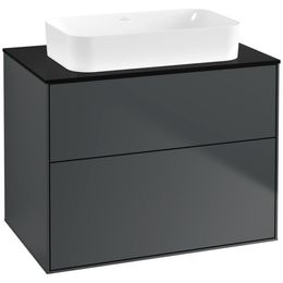 Villeroy & Boch Villeroy und Boch Finion Waschtischunterschrank G63200HG 80x60,3x50,1mm, Wandbeleuchtung, Glass Black Matt, Midnight Blue Matt Lacquer