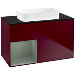 Villeroy & Boch Villeroy und Boch Finion Waschtischunterschrank F652GMHB 100x60,3x50,1cm, Regal links Olive Matt Lacquer, Peony Matt