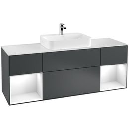 Villeroy & Boch Villeroy und Boch Finion Waschtischunterschrank G451GFHG 160cm, Abdeckplatte white matt, Emotion, Regale Glossy white lacquer, Midnight Blue Matt Lacquer