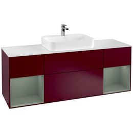 Villeroy & Boch Villeroy und Boch Finion Waschtischunterschrank G451GMHB 160cm, Abdeckplatte white matt, Emotion, Regale Olive matt lacquer, Peony Matt