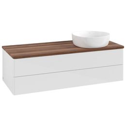 Villeroy & Boch Villeroy und Boch Antao Waschtisch-Unterschrank K23012GF 120x36x50cm, Waschbeckenplattenfarbe warm walnut, glossy white lacquer