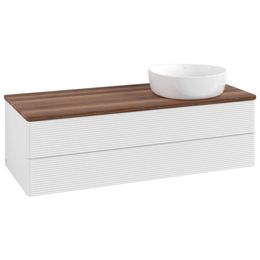 Villeroy & Boch Villeroy und Boch Antao Waschtisch-Unterschrank K23112GF 120x36x50cm, Waschbeckenplattenfarbe warm walnut, glossy white lacquer
