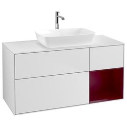 Villeroy & Boch Villeroy und Boch Finion Waschtischunterschrank G831HBMT 120cm, Abdeckplatte white matt, Emotion, Regale Peony matt lacquer, White matt lacquer