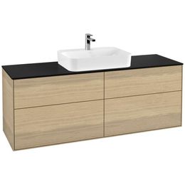 Villeroy & Boch Villeroy und Boch Finion Waschtischunterschrank F44200PC 160x60,3cm, Abdeckplatte black matt, Oak Veneer