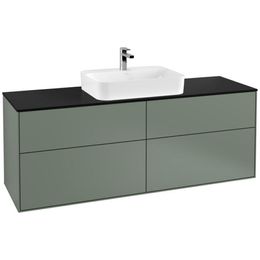 Villeroy & Boch Villeroy und Boch Finion Waschtischunterschrank F44200GM 160x60,3cm, Abdeckplatte black matt, Olive Matt Lacquer