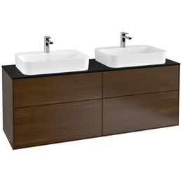 Villeroy & Boch Villeroy und Boch Finion Waschtischunterschrank G43200GN 160x60,3cm, Emotion, Abdeckplatte black matt, Walnut veneer