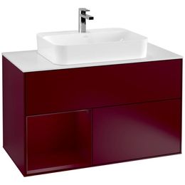 Villeroy & Boch Villeroy und Boch Finion Waschtischunterschrank G361HBHB 100cm, Abdeckplatte white matt, Emotion, Regal links Peony, Peony Matt